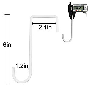 HiGift 8 Pack Vinyl Fence Hooks, 2 x 6 inch Patio Hangers White Powder Coated Steel Fence Hangers for Hanging Plants, Planters, Bird Feeders, Lights, Pool Tools