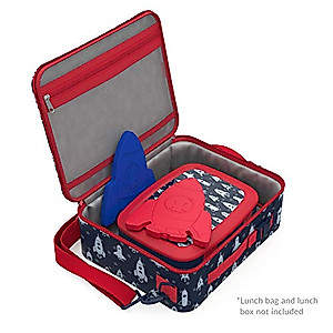 Bentgo Prints Insulated Lunch Bag Set With Kids Bento-Style Lunch Box and 4 Reusable Ice Packs (Space Rockets)