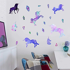 Galaxy Unicorn Wall Decals Gifts for Girls Boys Kids Bedroom Peel Stick Vinyl Room Wall Stickers Removable Decor Nursery Decorations