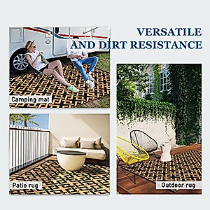sapsisel Patio Rug Plastic Straw Rug 5' x 7', Outdoor RV Rug Reversible Mat Waterproof for Camping, Backyard, Deck, Picnic, Pool