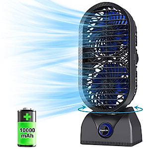 AaoLin Handheld Fan and Desk Tower Fan, 4 Speeds [6-15H Working Time] Hand Held Fan & 10000mAh Rechargeable Oscillating Table Fan, Max Last 30Hrs