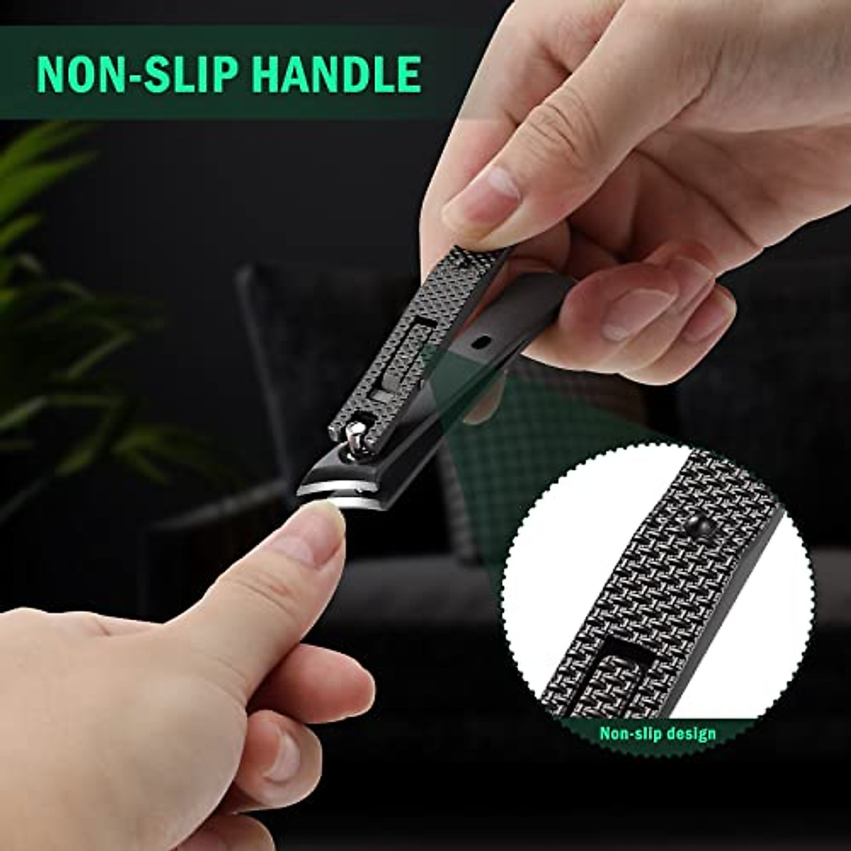 FVION Angled Nail Clippers, Ingrown Toenail Clipper for Thick Nails, Slant Curved Blade Nail Cutters Ingrown Nail Pain Relief Tool