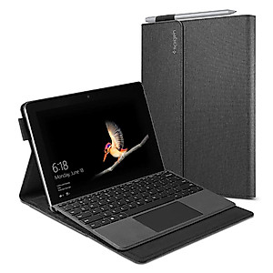 Spigen Stand Folio Designed for Microsoft Surface Go 4 Case (2023) / Surface Go 3 Case (2021) / Surface Go 2 Case (2020) / Surface Go Case (2018) with Pen Holder - Charcoal Gray
