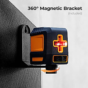 CIGMAN Laser Level, 50ft Self Leveling with Vertical and Horizontal Cross Line for Picture Hanging or Interior Renovation, Magnetic Rotating Stand and Battery Included, Handy Line Laser