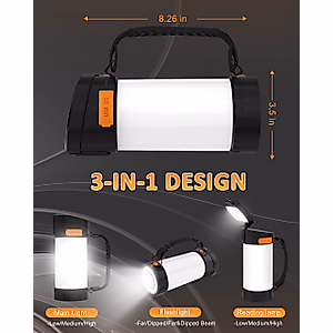 Camping Lantern Rechargeable, 4000mAh Battery Operated Lamp , LED Camping Lantern Light, Flashlight for Power Outages Hurricane Emergency, 3 Modes Tent Light Reading Lamp for Camp Home