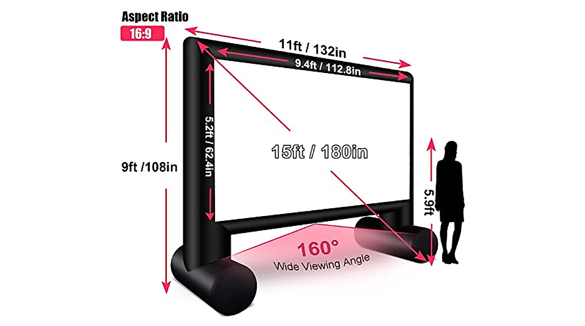 XHYCPY 15ft Inflatable Projector Screen | Outdoor Movies
