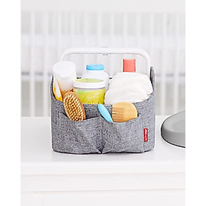 Skip Hop Diaper Caddy Organizer with Touch Sensor Night Light, Nursery Style, Heather Grey
