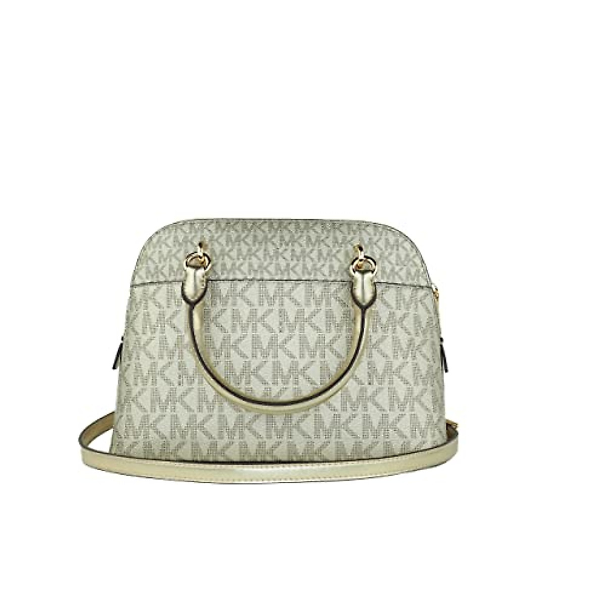 Michael Kors Jet Set Medium Logo Dome Satchel (Pale Gold)