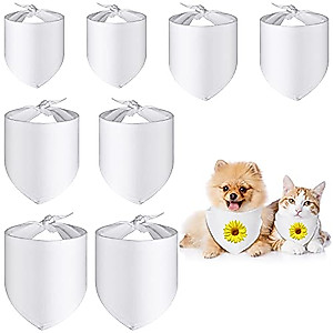 Xuniea 8 Pieces Sublimation Dog Bandanas Solid White DIY Pet Bandanas Triangle Scarf Blank Dog Kerchief Bandanas Polyester Pet Scarf Apparel for Small to Large Dogs Cats Puppy Bibs Kerchief