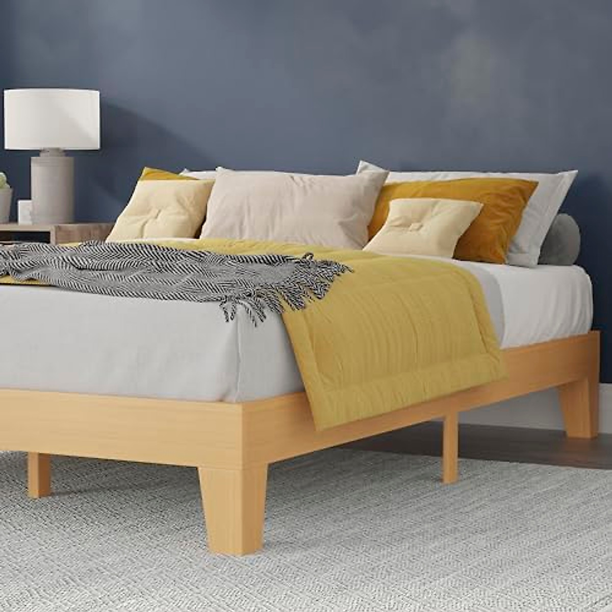 Flash Furniture Evelyn Wooden Platform Bed - Natural Pine Finish - Full - Wooden Slat Support - No Box Spring Required - Easy Assembly