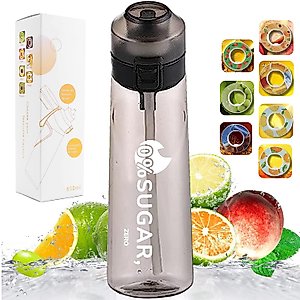 Air Water Bottle with 7 Flavor Pods, 650ML Fruit Fragrance Water Bottle, 0% Sugar Water Cup BPA Free, Sports Water Cup Suitable for Gym and Outdoor Sports (Black)