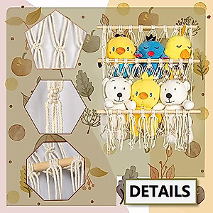 AMHSCOCA Stuffed Animal Net or Hammock, Boho Macrame Toy Hammock Wall Hanging Net Stuffed Animal Toy Storage Holder