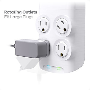 360 Electrical Revolve Wall Tap Power Surge Protector with 2 USB Ports, 1 USB C Port, 4 45 W Rotating Outlets, Multi Plug Outlet Splitter, Adapter for Electric Wall Outlet, Swivel Outlets Fit 4 Plugs