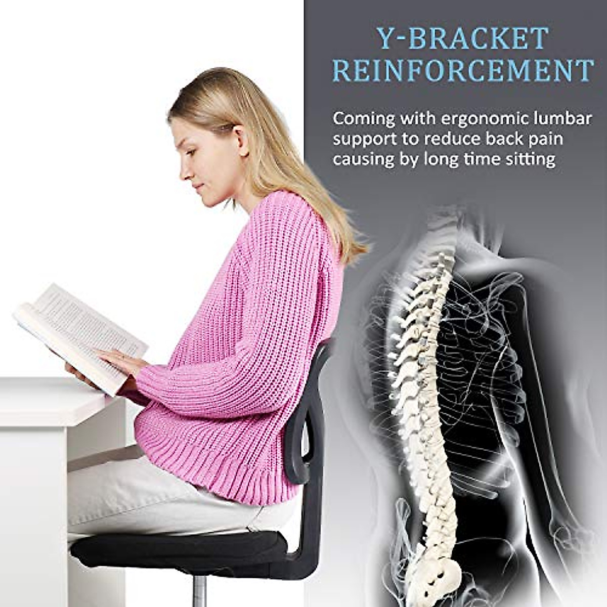 RIMIKING Mesh Low-Back Ergonomic Swivel Chair Computer Chair Task Chair Desk Chair Armless Home Office Chair, Adjustable Height, Black