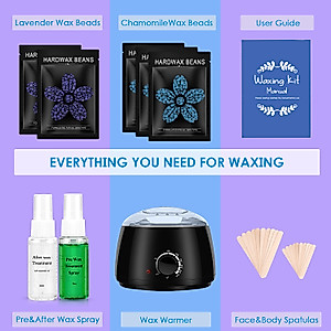 potulas Waxing Kit Wax Warmer, potulas Home Wax Kit Hair Removal with 5 Pack Hard Wax Beans for Brazilian Body Underarm Bikini Chest Legs Face Eyebrow Women
