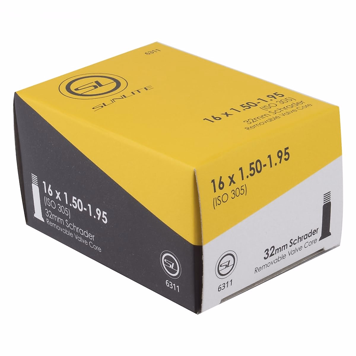 Sunlite Standard Bicycle Tube, 16 x 1.50-1.95, Schrader Valve