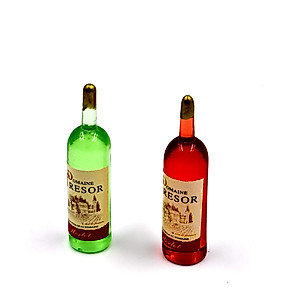 Togudot 1:12 Miniature Red Wine Bottle Set and Wine Goblet Cups Dollhouse Mini Kitchen Decoration Accessories