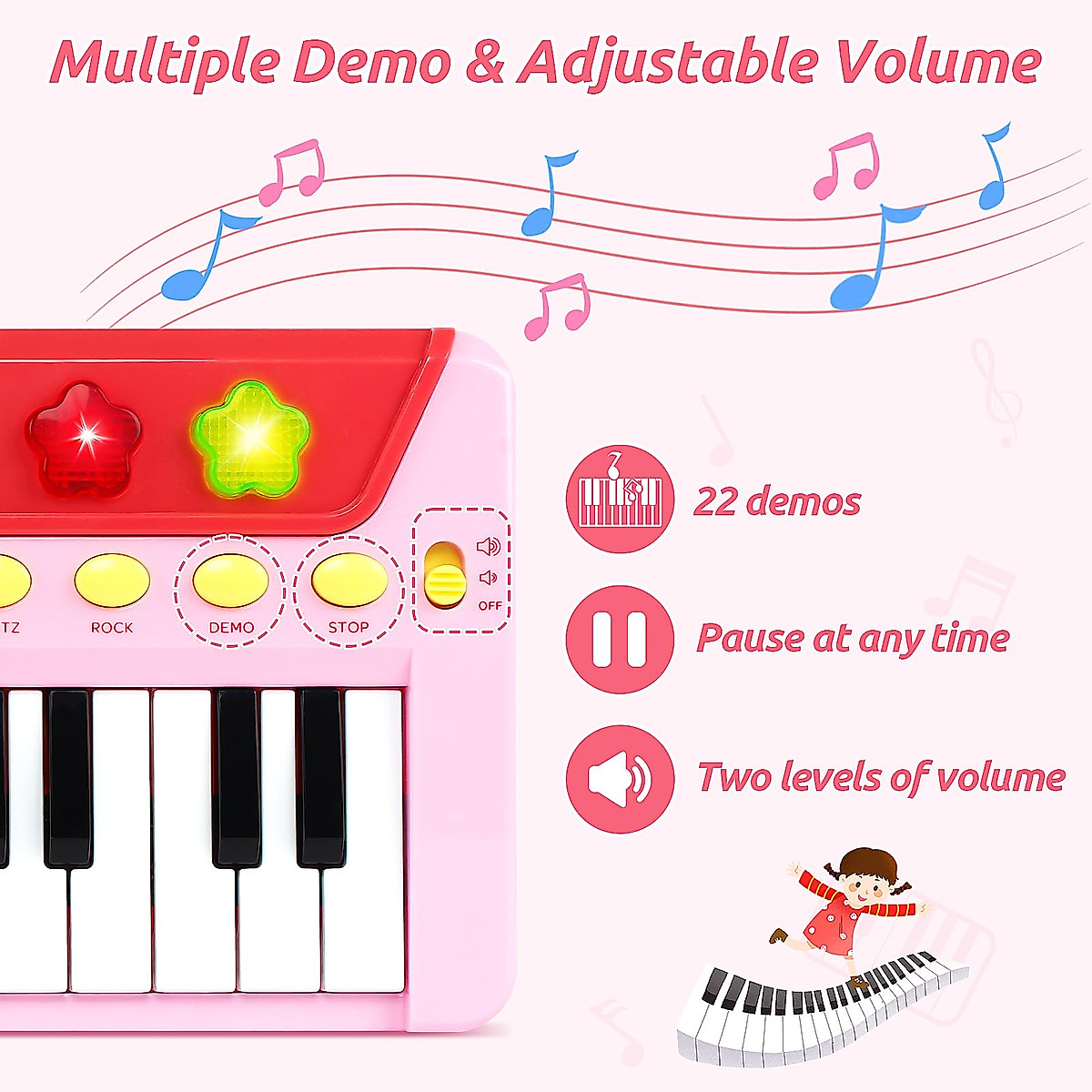 BAOLI 24 Keys Piano Keyboard for Kids, Multifunctional Portable Electronic Piano Educational Musical Instrument Toys, Birthday Gifts for Beginner Children Toddler Boys Girls Age 3-5