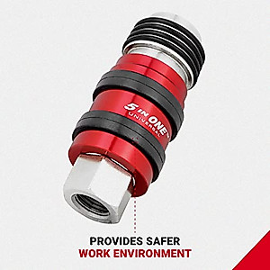 Milton 1750 Safety Exhaust Coupler, 1/4" body, 1/4" FNPT (Pack of 5) Red