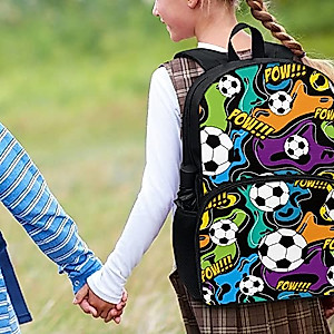 PORCLAY Soccer Backpack for Girls Boys Preschool Elementary School Bookbag College Cute Aesthetic Preppy Cute Book Bag Lightweight Laptop Rucksack Daypack