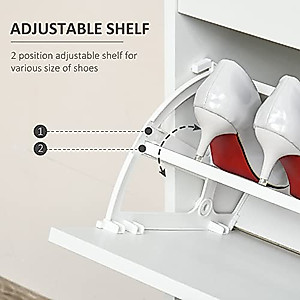 HOMCOM 3-Drawer Shoe Cabinet Modern Storage Rack with 2 Flip Doors Adjustable Shelf Freestanding Organizer for Hallway Holds 16 Pairs Shoe White