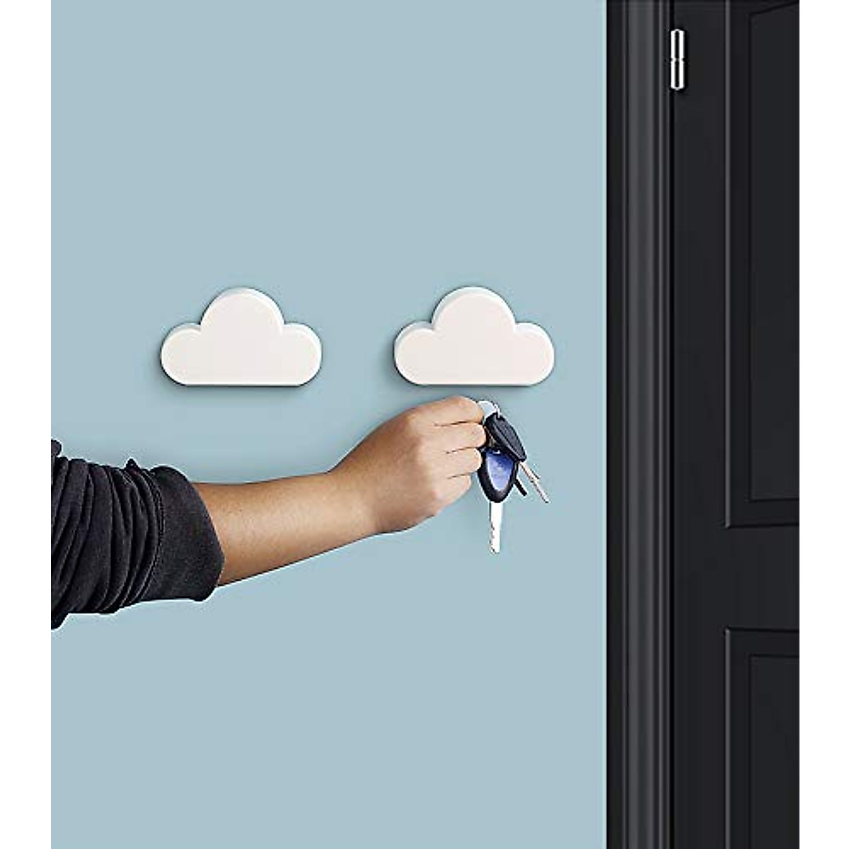 HAPTIME Cloud Key Holder, Magnetic Key Holder for Wall, Cute Decorative Way to Hold Your Keys, Easy to Install, Great for Entryway, Foyer, Garage Door, Fefrigerator etc.(White)
