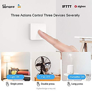 Sonoff SNZB-01 Zigbee Wireless Switch, Supports To Create Smart Scenes, Trigger The Connected Devices on Ewelink APP With Three Control Options,Sonoff ZigBee Bridge Required.(Battery Is Not Included)