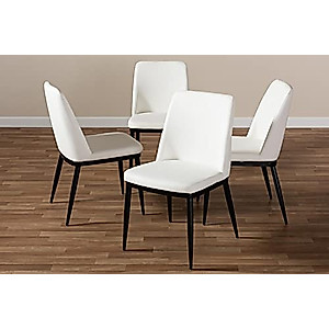 Baxton Studio Darcell Modern and Contemporary White Faux Leather Upholstered Dining Chair