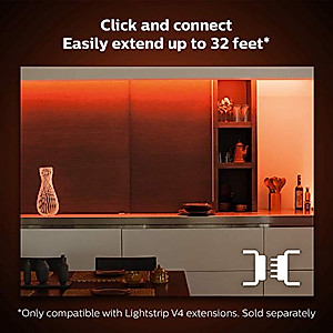 Philips Hue Starter Lightstrip Kit (6ft/2m Lightstrip Base Kit with Plug + Hue Bridge), White