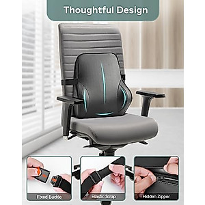 SEG Direct Lumbar Support Pillow, Ergonomic Back Support for Driving Fatigue Back Pain Relief, Memory Foam with Leather Cover Adjustable Strap, for Car Seat Home Office Wheel Chair