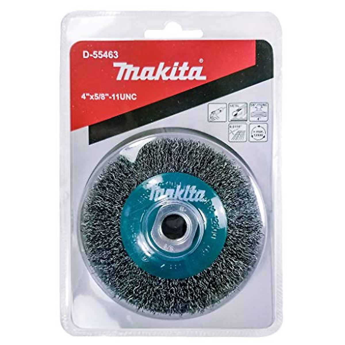 Makita 1 Piece - 4 Inch Crimped Wire Wheel Brush For Grinders - Light-Duty Conditioning For Metal - 4" x 5/8-Inch | 11 UNC