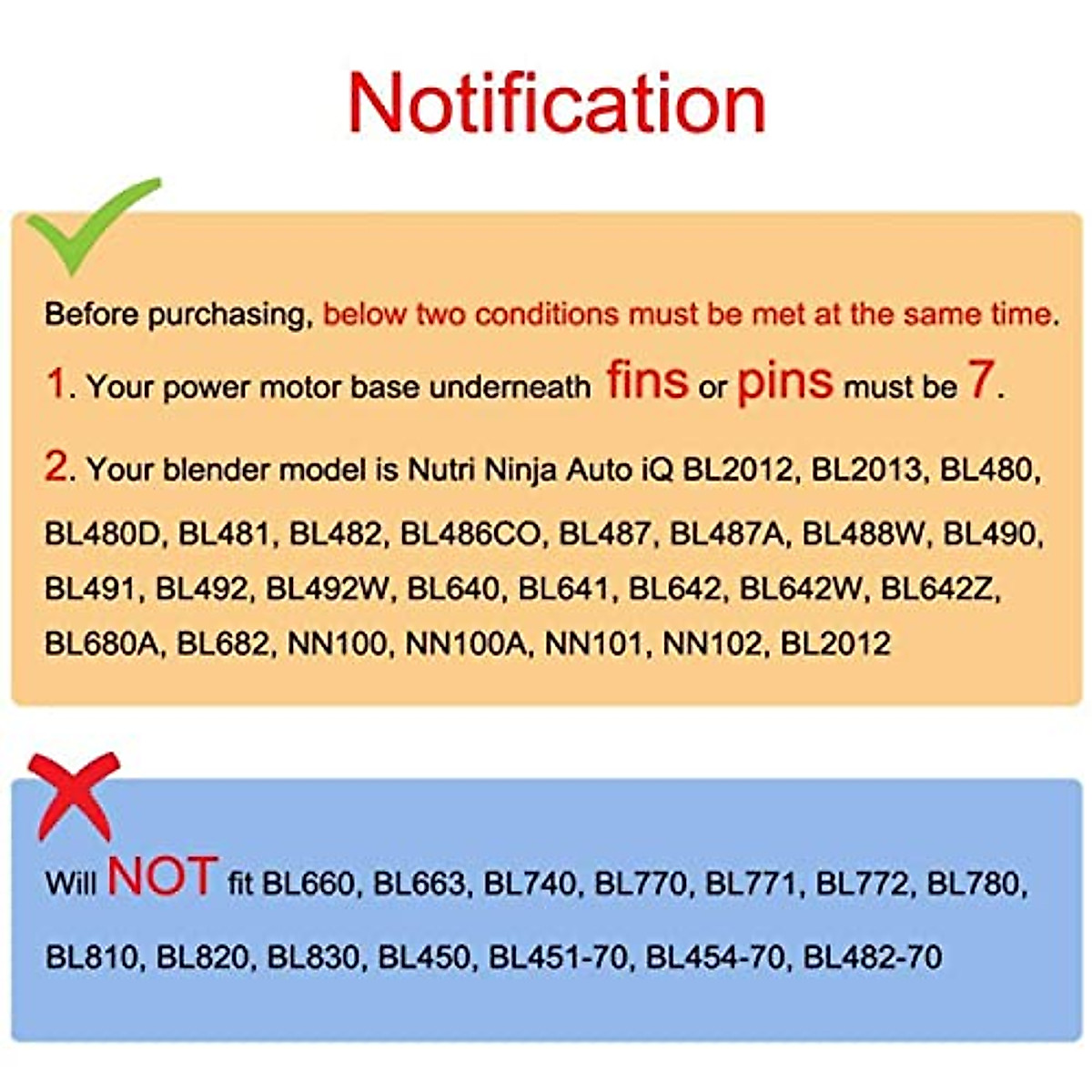 [Updated Version] 7 Fins Blender Blade Compatible with Ninja Blender Blade Replacement for Ninja Auto iQ BL682-30 BL642-30 BL450-30 BL482-30 BL687CO-30 ect. BL450-30 BL642-30 BL482-30 BL682-30 ect.
