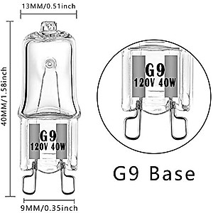 YBEK G9 Halogen Bulb 120V 40W T4 Type 2 Pin Base for Range Hood Lights, Microwave Ovens, Bathroom, Chandeliers Light Bulbs Replacement Dimmable Warm White (10 Pack)