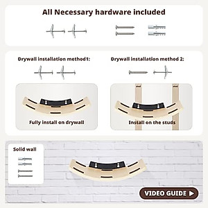 LIORCE Cat Shelf with Comfortable Cat Cushion - Curved Cat Shelves and Perches for Wall (Medium Size) - Wall Mounted Cat Furniture for Sleeping, Playing, Climbing, and Lounging