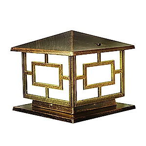 IBalody Pillar Lamp Outdoor Waterproof Decorative Column Lamp Aluminum Alloy Garden Villa Lamp Home Courtyard Lamp with Acrylic Lampshade (Color: Black, Brass)