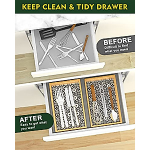 VenDotbi Bamboo Drawer Organizer Storage Box, Multi-Use Stackable Tray Drawer Organizer for Kitchen, Bathroom, Office Desk, Makeup, Jewelry-2Pack