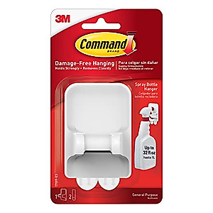 Command Spray Bottle Hanger, Total 2 Holders with 4 Command Strips, 2 Pack of 1 Hanger, Organize Damage-Free