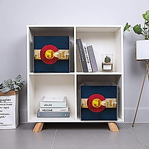Colorado State Flag Collapsible Storage Bins Basics Folding Fabric Storage Cubes Organizer Boxes with Handles