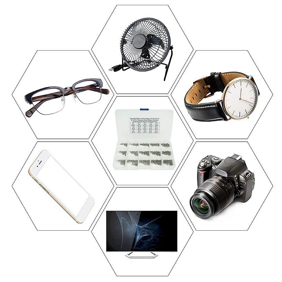 Guard4U 750Pcs 15-Size Metric M1 M1.2 M1.4 M1.6 M1.7 Stainless Steel Phillips Pan Head Small Machine Screws Assortment Kit