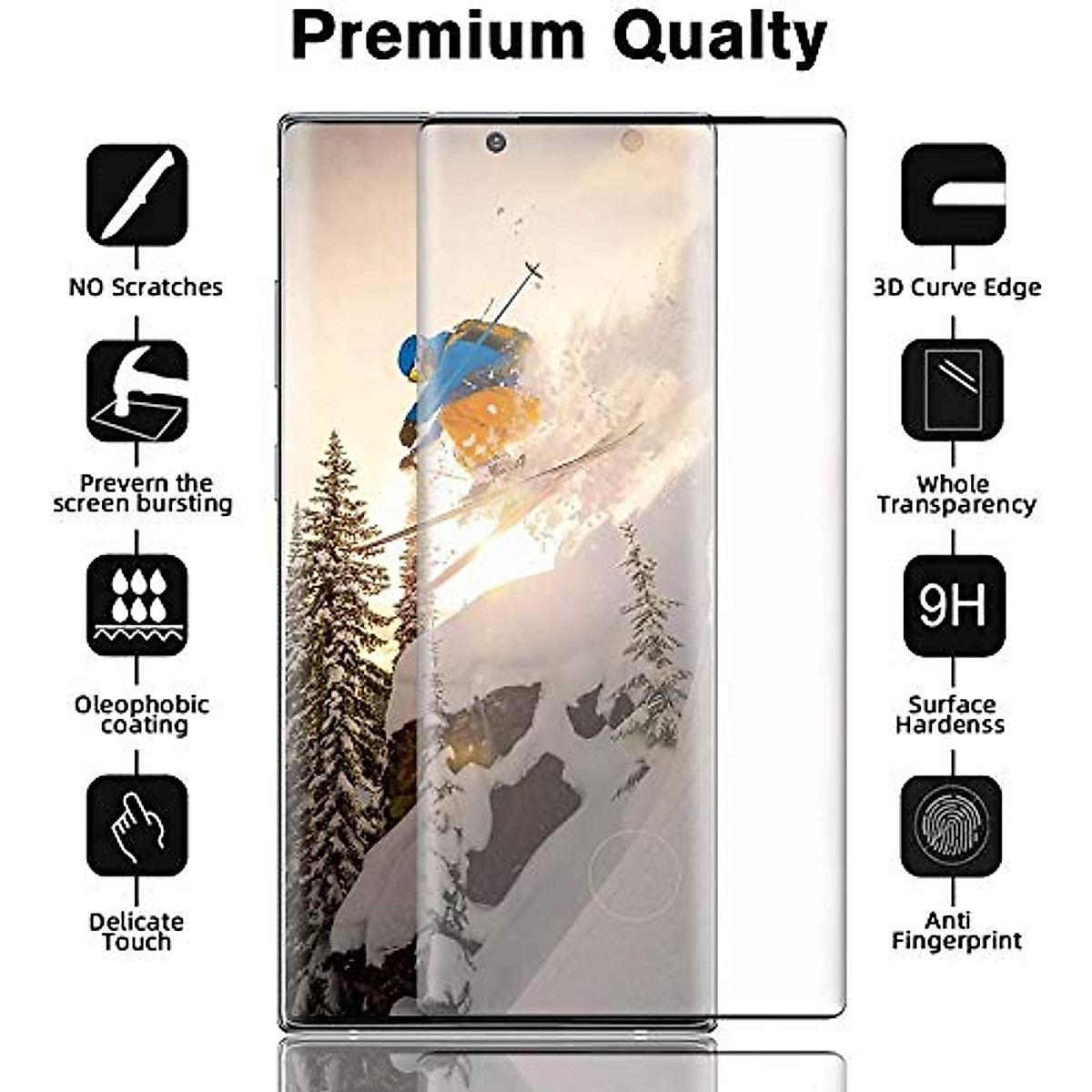 [2+2Pack] Galaxy Note 10 Plus Screen Protector and Camera Lens Film-9H hardness Tempered Glass-Support Fingerprint Unlock-Bubble Free-for Samsung Galaxy Note 10 Plus 5G(6.8") HD Clear Screen Protector