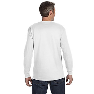 Hanes TAGLESS 6.1 Long Sleeve T-Shirt (White, Medium)