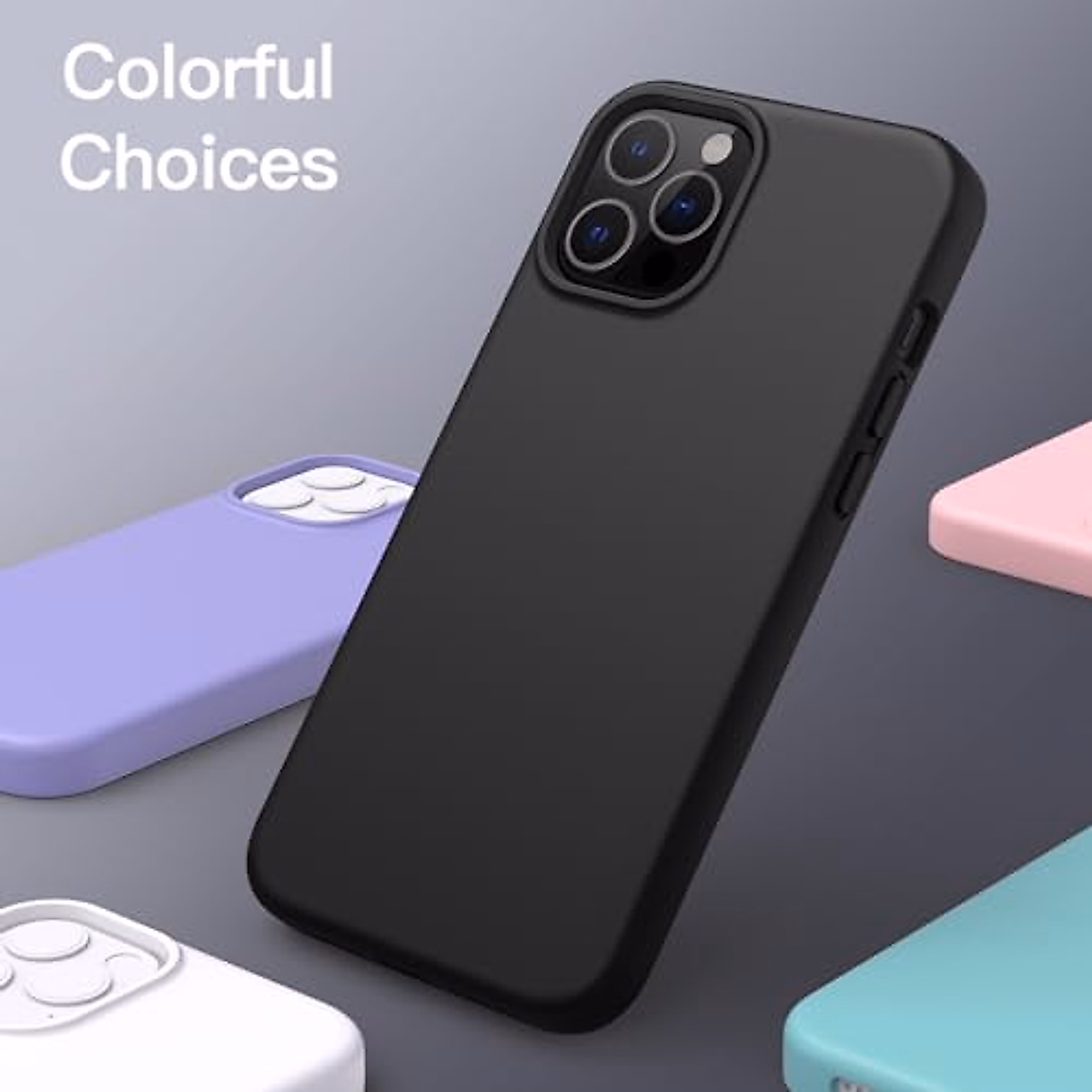 JETech Silicone Case for iPhone 12 Pro Max 6.7-Inch, Silky-Soft Touch Full-Body Protective Phone Case, Shockproof Cover with Microfiber Lining (Black)