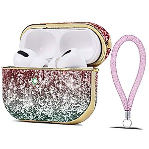 [Upgrade] Joyozy AirPods Pro Case, Glitter Bling AirPods Pro Protective Cover Skin for Girls/Woman- Mermaid Fish Scale Style Apple AirPods Pro Case (for AirPods Pro,Rose Pink&Gold)