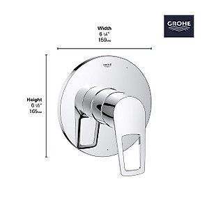GROHE 19595001 Bauloop Pressure Balance Valve Trim with Cartridge, Starlight Chrome