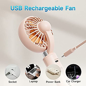 iDEART Portable Handheld Fan, Battery Operated Rechargeable Personal Fan, 3 Speed Personal Desk Table Fan with Base, for Outdoor Activities, Summer Gift for Men Women