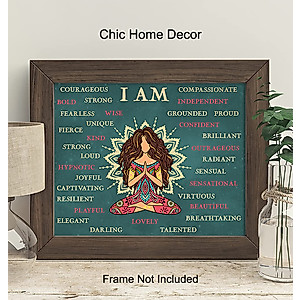 Positive Affirmations Wall Decor - Motivational Wall Art Posters 8x10 - Inspirational Quotes - Encouragement Gifts for Women - Empowered Women - Uplifting Gifts for Women - Encouraging Yoga Wall Art