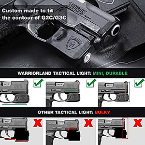 WARRIORLAND Mini Gun Light with Kydex Holster Tailored Made: Taurus G2C / Taurus G3C Pistol, 150 Lumens G2C Handgun Light, LED Tactical Flashlight SL-1 w/ G2C Holster