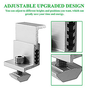 Biaungdo 6 Pcs Solar Panel Mounting Z Brackets, Adjustable Solar End Clamp Aluminum Rail Bracket Solar Panels Grounding Gutter Kit for Solar Panel Photovoltaic Mounting System Accessories(32-50mm)