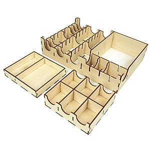 The Broken Token Board Game Organizer - Carcassonne Compatible Wood Storage Box with Multiple Trays, Rows and Dividers