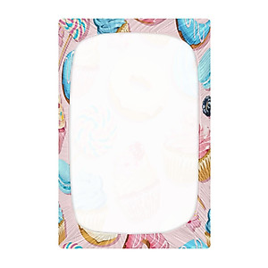 Blueangle Fitted Crib Sheet Cupcakes and Donuts Baby Sheets for Standard Crib Toddler Mattress Cover, Soft Microfiber Breathable Mattress Cover for Boys and Girls（486）